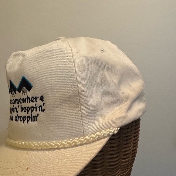 Accessories | Beige Embroidered Cap With Blue Accents | Poshmark